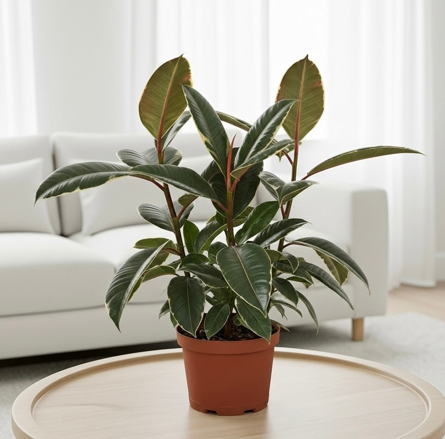 Rubber Plant Ficus Elastica 'Tineke' – RootGrowings